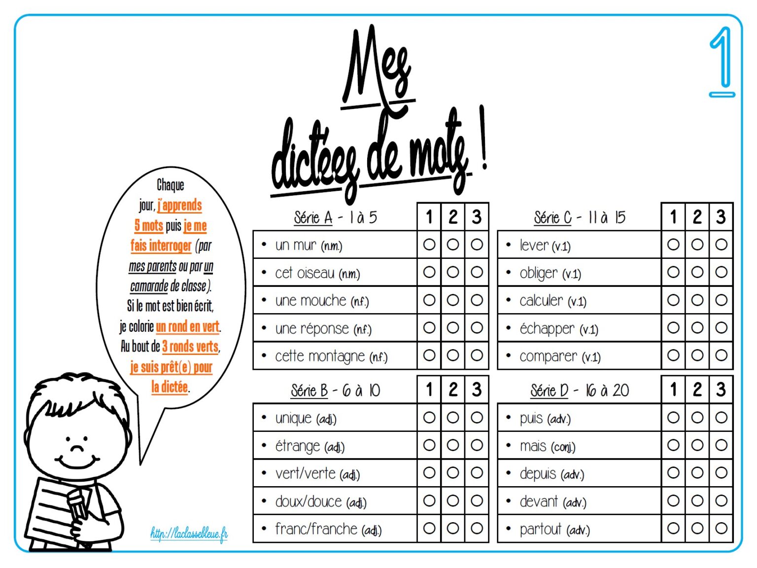 Cycle 3-Les dictées de mots - laclassebleue, site de partage de ...