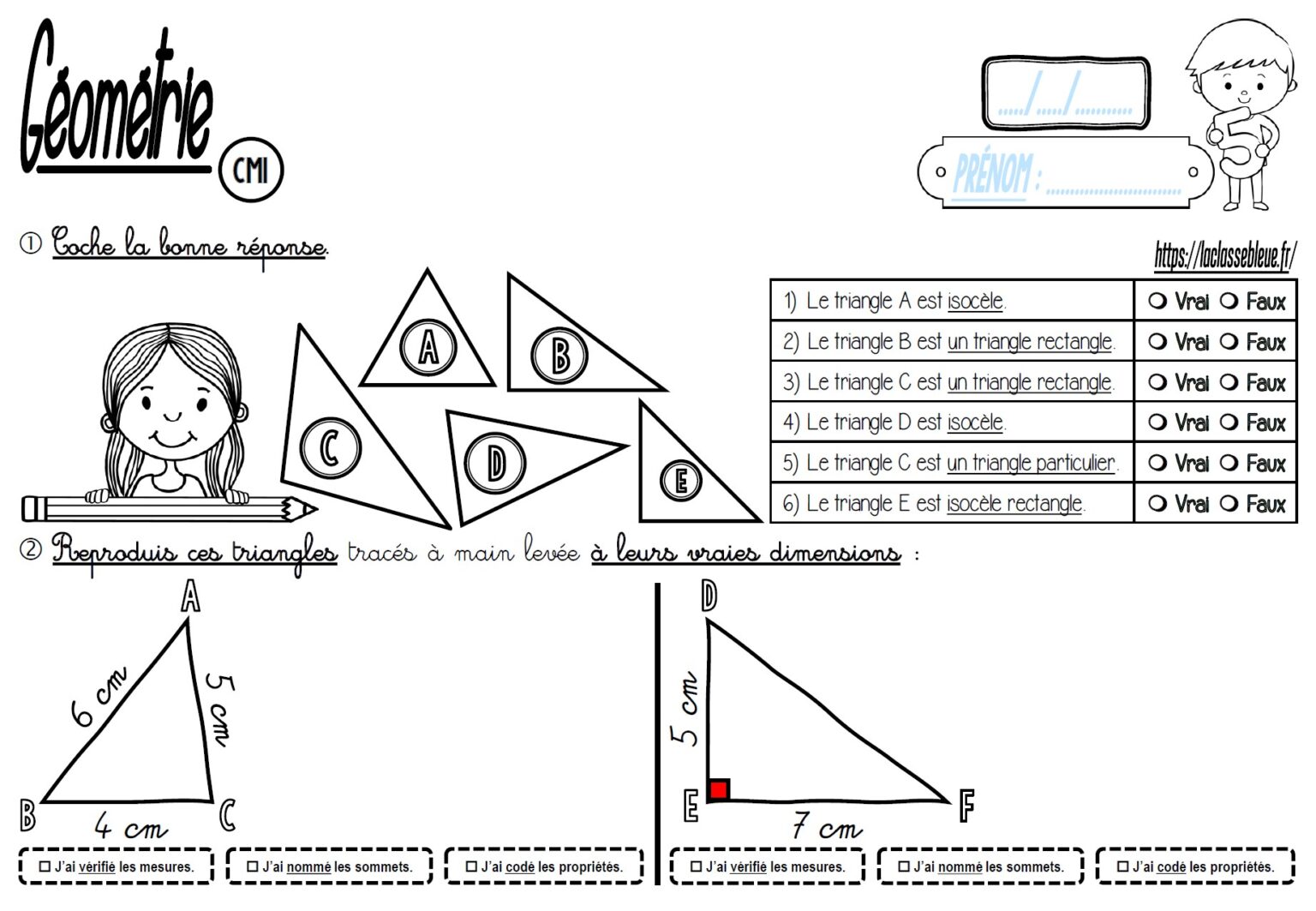 CM-Géométrie-Les triangles-Les fiches d’activité - laclassebleue, site ...