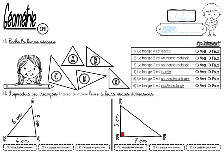 CM-Géométrie-Les triangles-Les fiches d’activité - laclassebleue, site ...