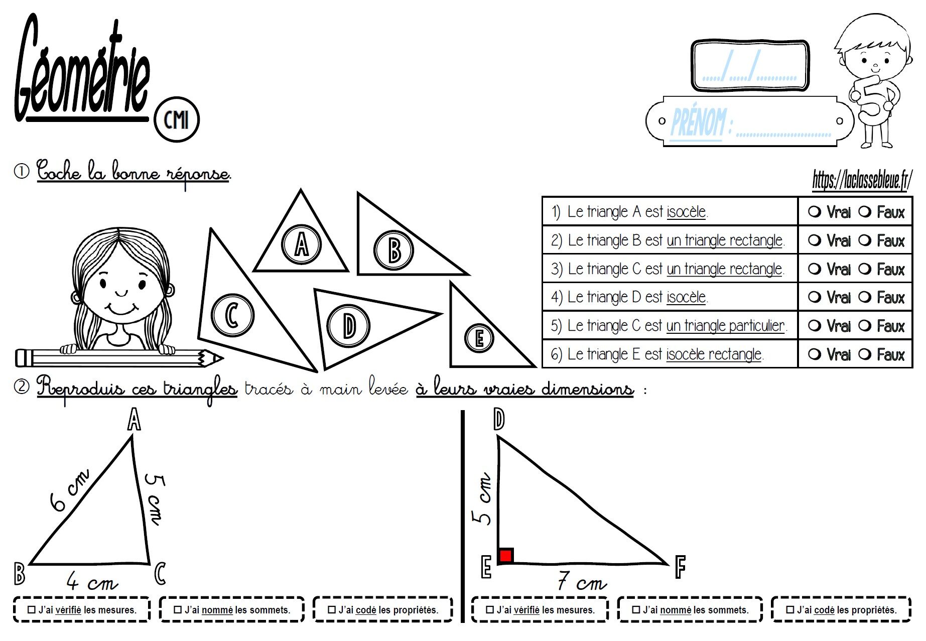 CM-Géométrie-Les triangles-Les fiches d’activité - laclassebleue, site ...