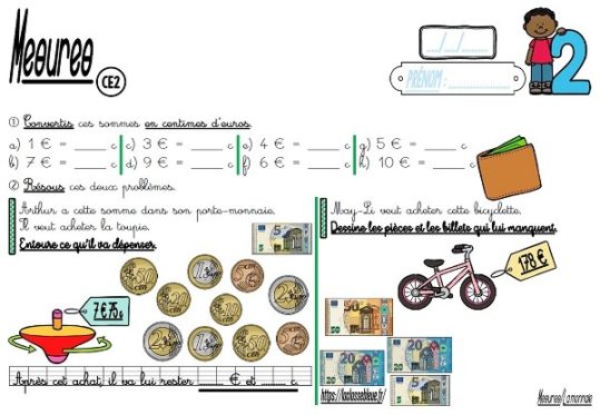 CE2-Mesures-La monnaie - laclassebleue, site de partage de ressources ...