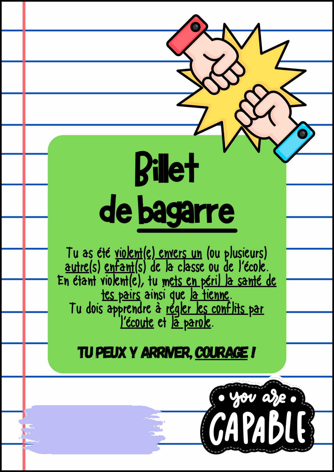 La gestion du comportement-Les billets de comportement (Version 2025 ...