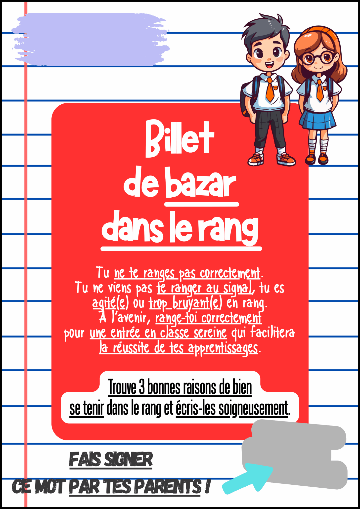 La gestion du comportement-Les billets de comportement (Version 2025 ...